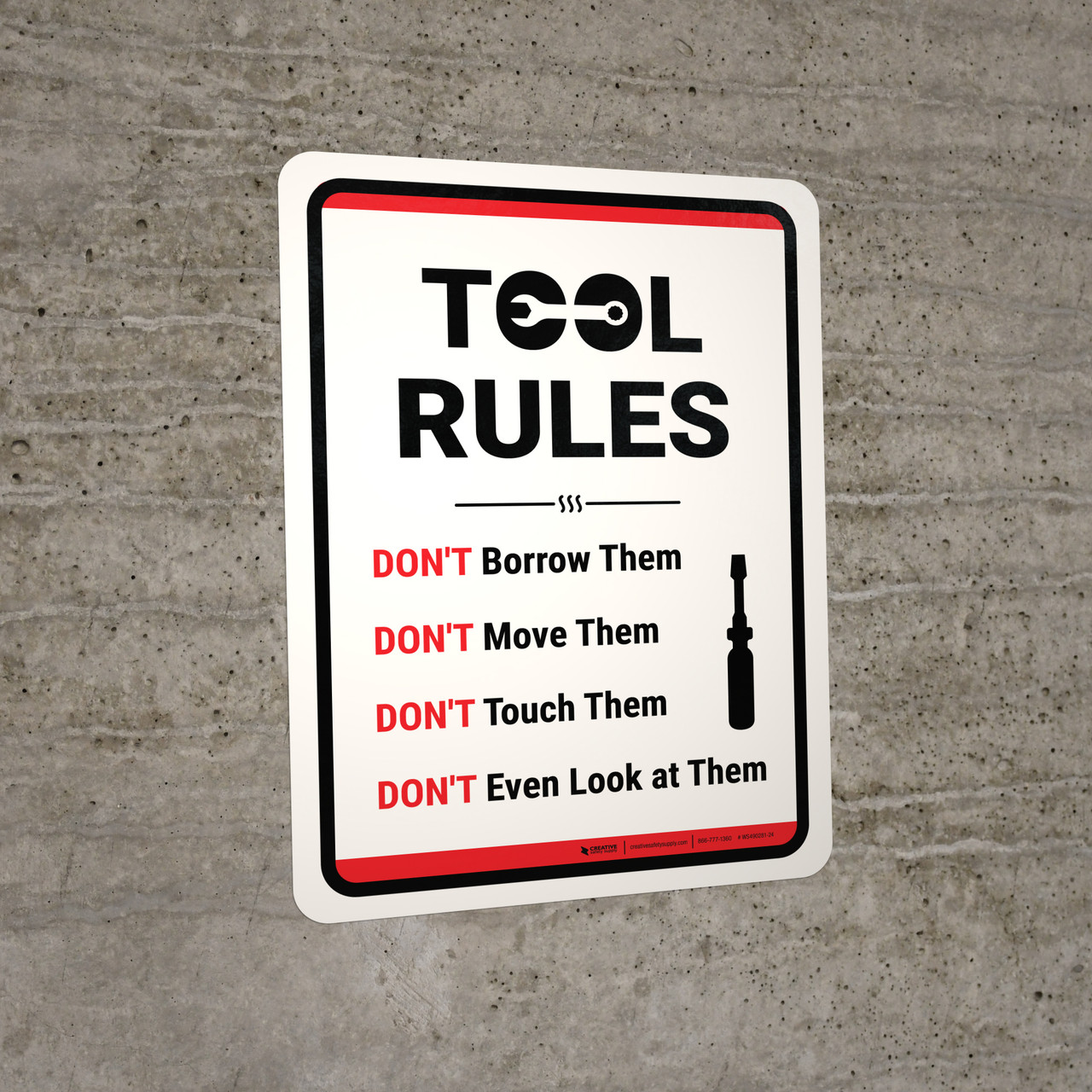Tool Rules Portrait - Wall Sign