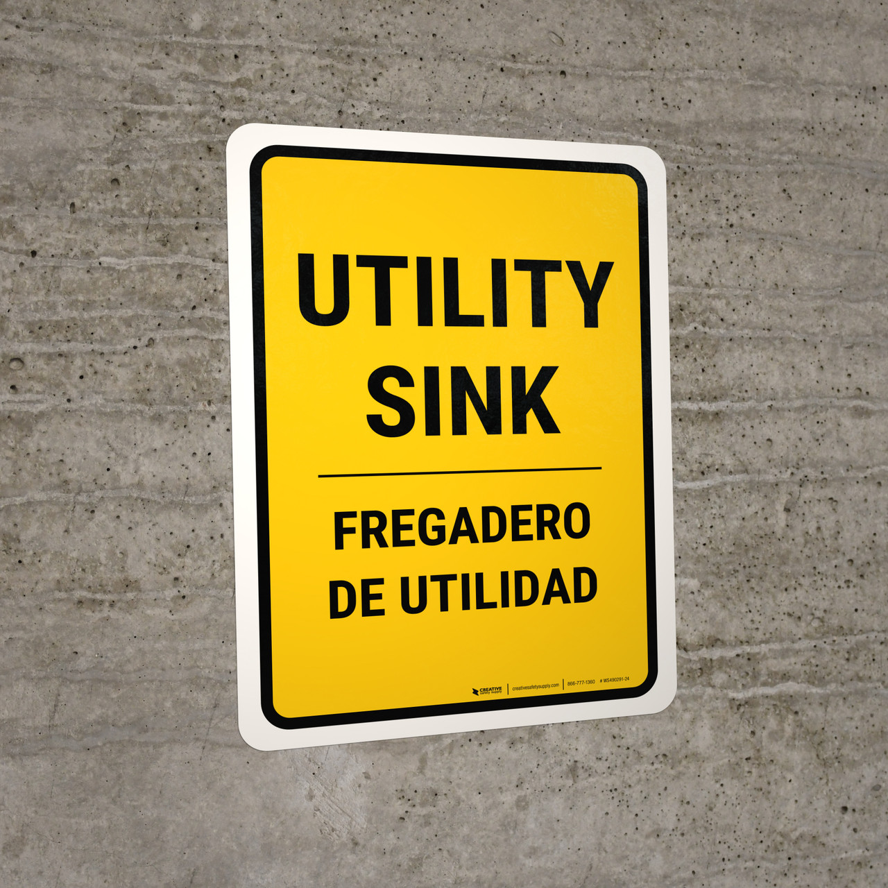 Utility Sink Bilingual Spanish Portrait - Wall Sign | Creative Safety ...