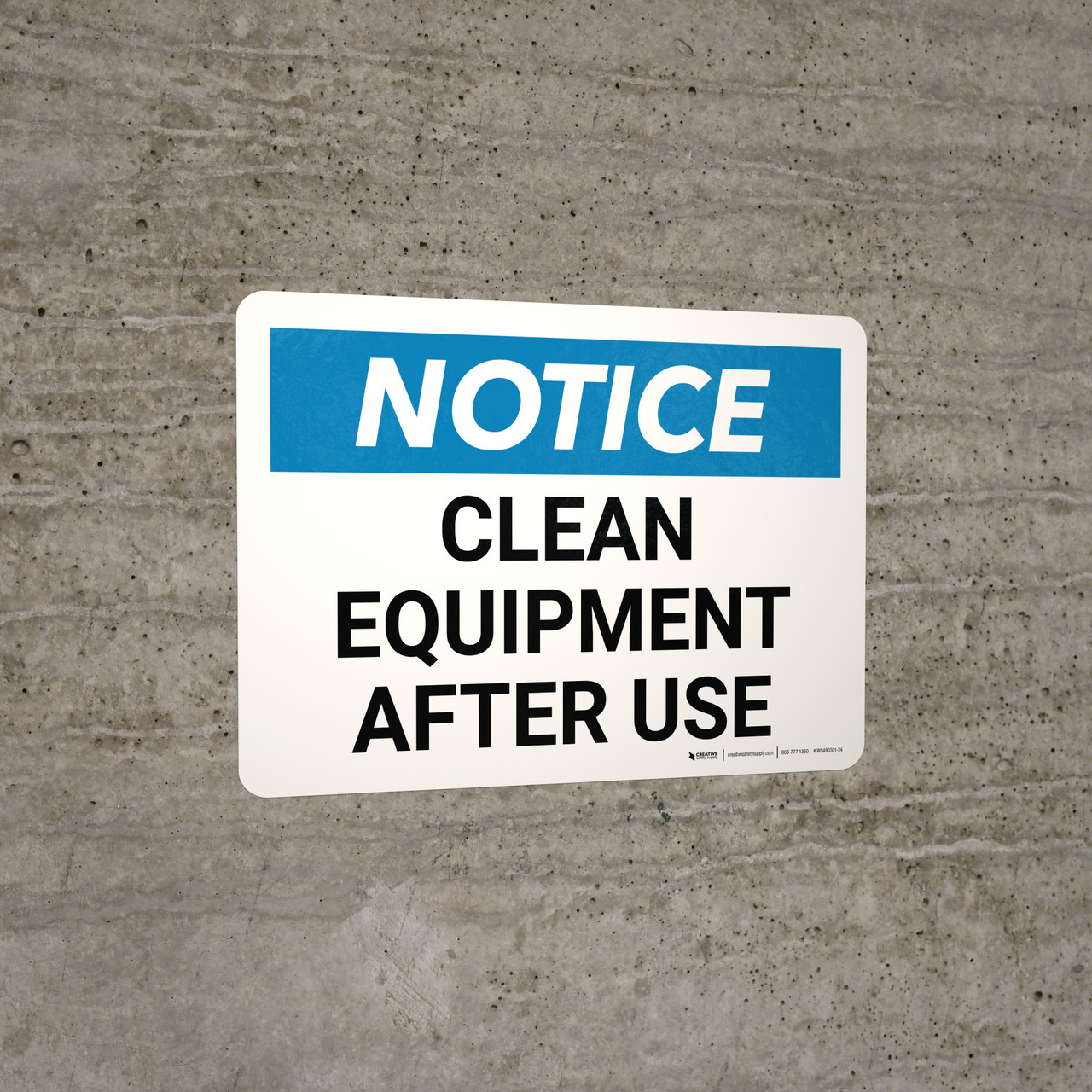 Notice: Clean Equipment After Use Landscape - Wall Sign