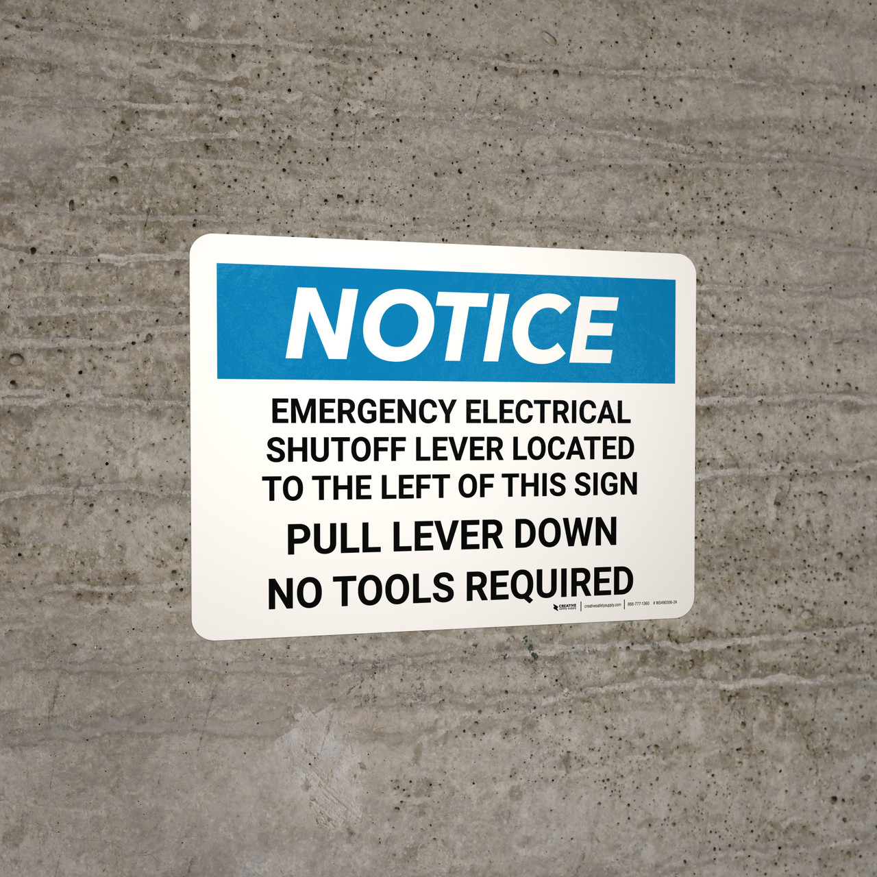 Notice: Emergency Electrical Shutoff Lever Landscape - Wall Sign ...
