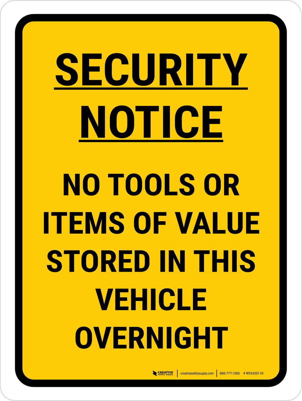 Security Notice Portrait - Wall Sign