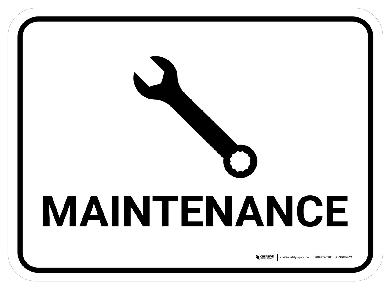 Maintenance White Rectangular - Floor Sign | Creative Safety Supply