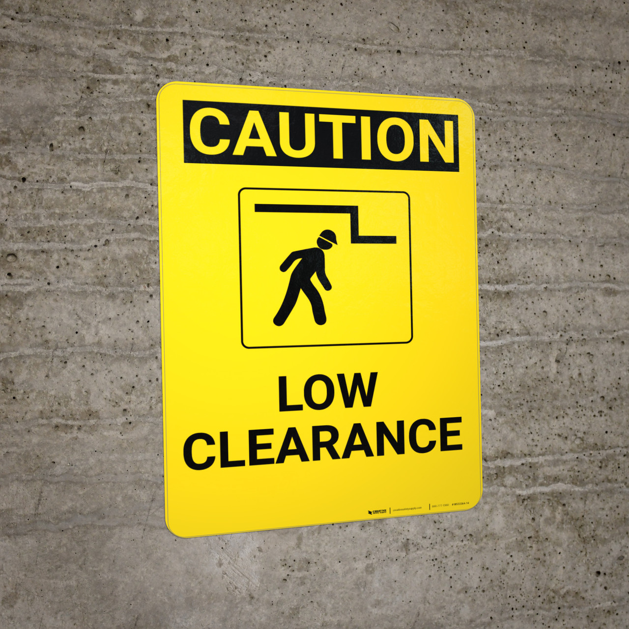 Caution: Low Clearance Warning Vertical With Graphic - Wall Sign Caution: Low Clearance Warning Vertical With Graphic - Wall Sign
