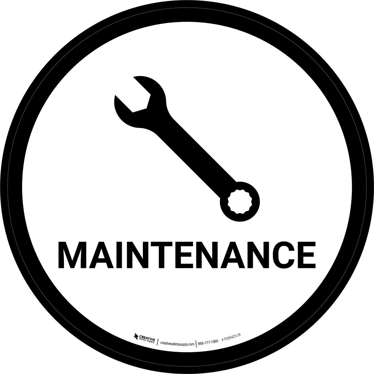 Maintenance White Circular - Floor Sign