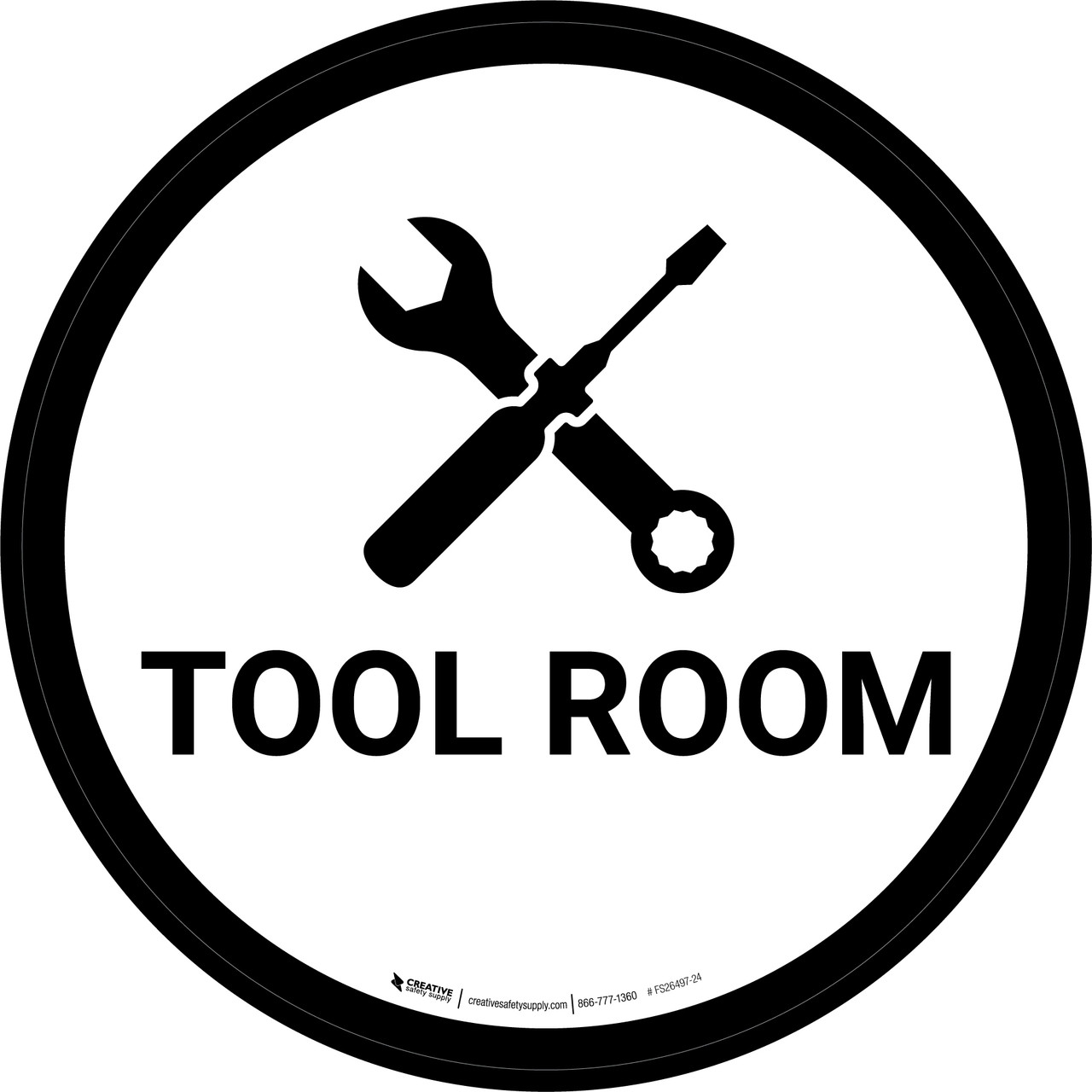 Tool Room White Circular - Floor Sign