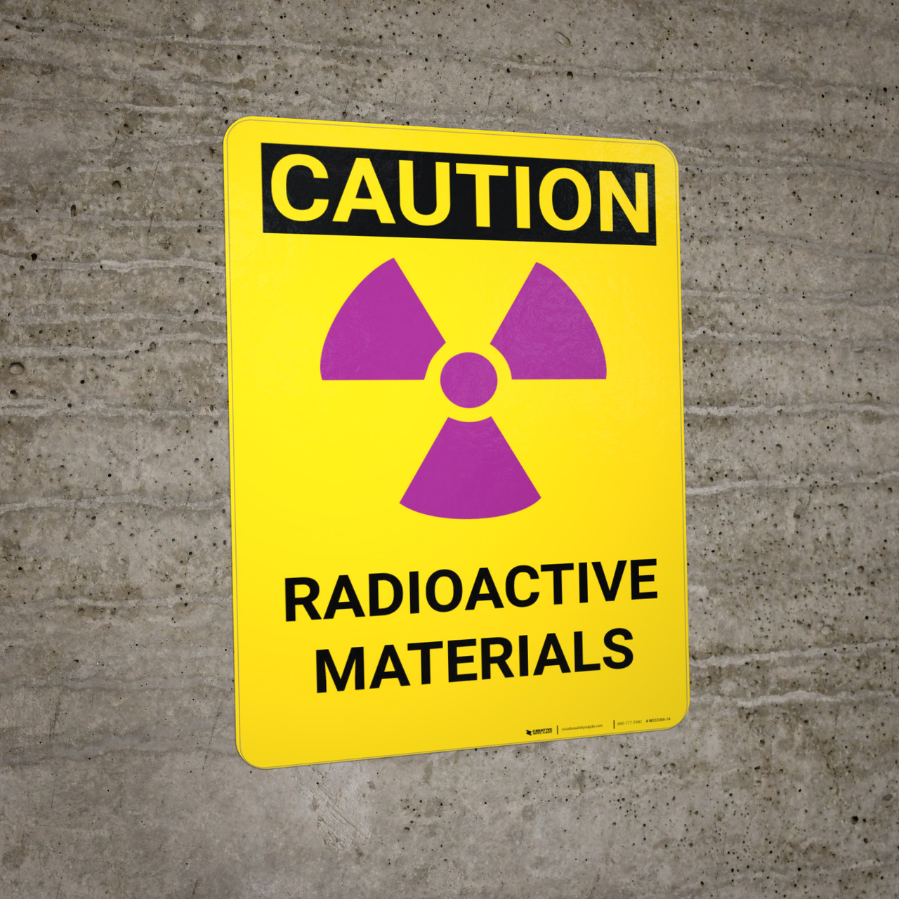 Caution: Radioactive Materials Vertical with Graphic - Wall Sign