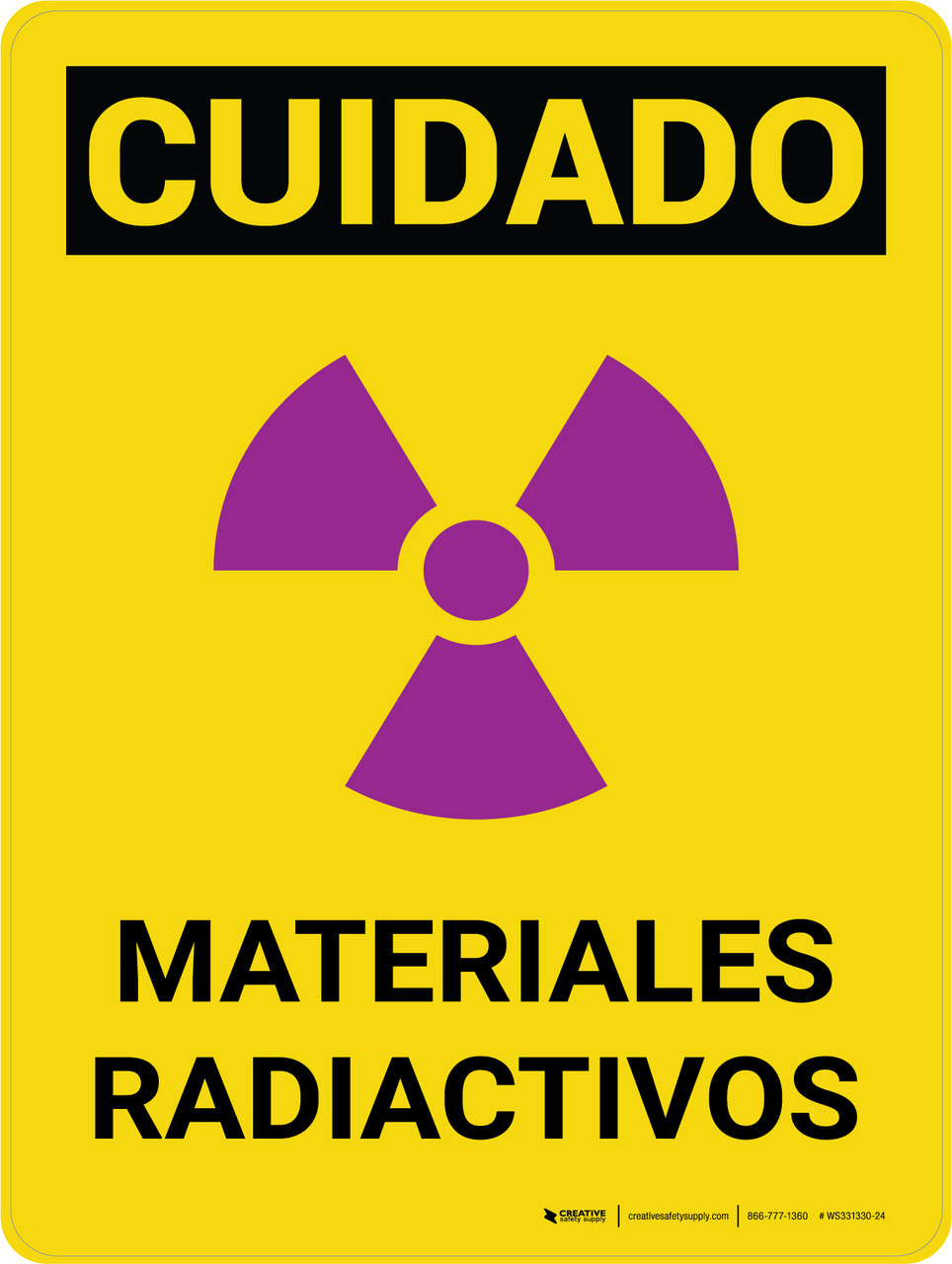 Cuidado - Materiales Radiactivos Vertical con Gráfico - Wall Sign