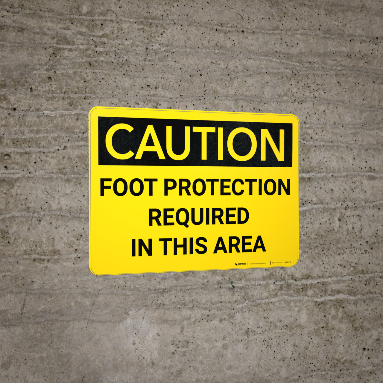 Caution: PPE Foot Protection Required in This Area - Wall Sign