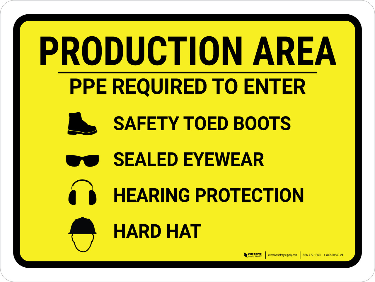 Production Area PPE Required to Enter Landscape - Wall Sign