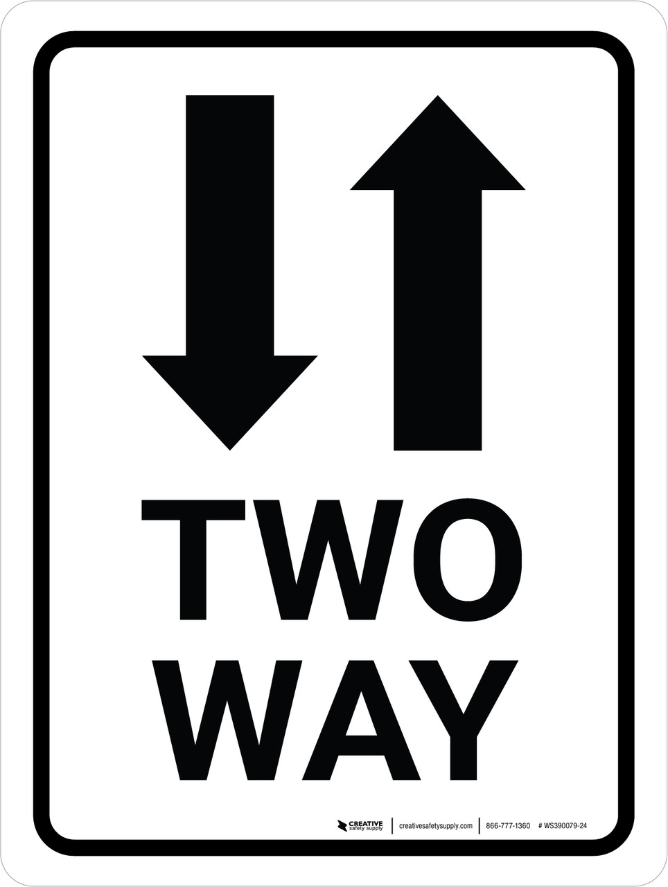 Two Way with Arrows Portrait - Wall Sign