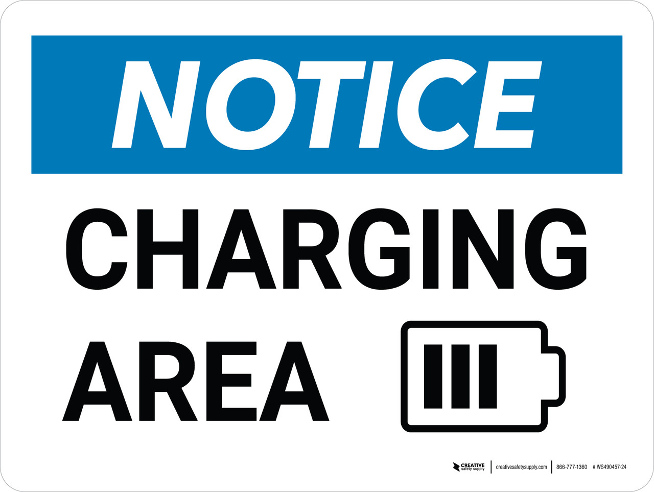 Notice: Charging Area with Icon Landscape - Wall Sign