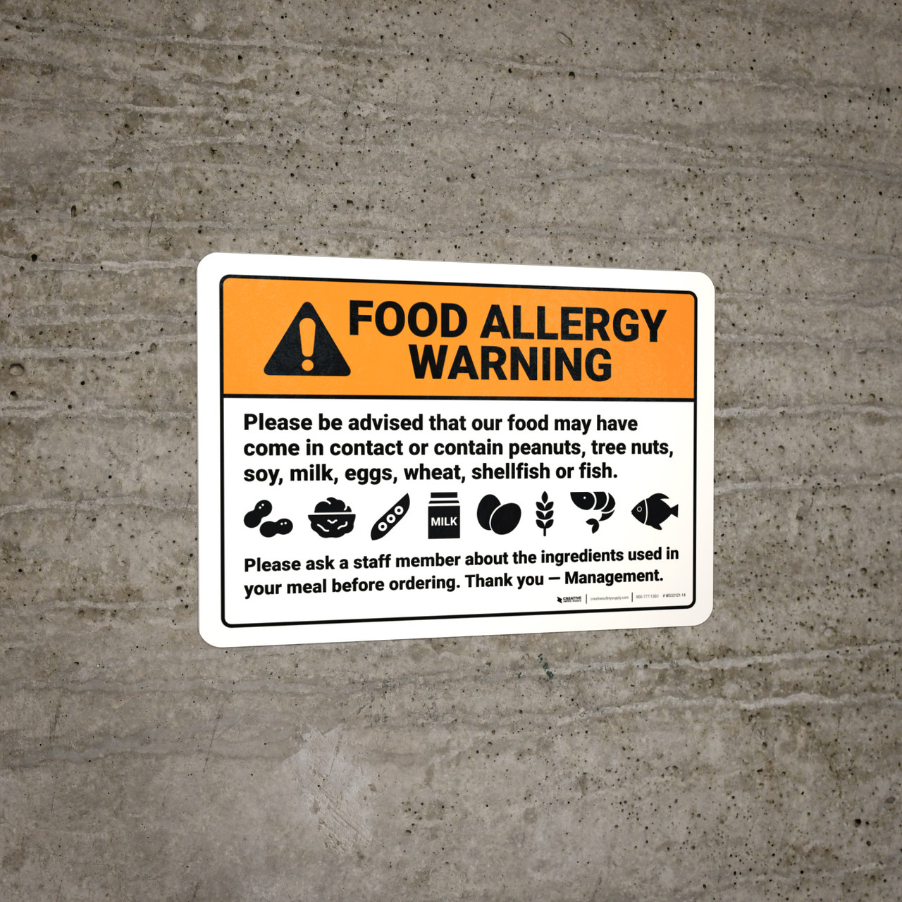 Warning: Food Allergy Warning Be Advised Food May Contain - Wall Sign ...