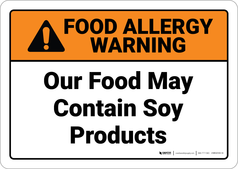 Warning: Food May Contain Soy Products Tent - Wall Sign | Creative ...