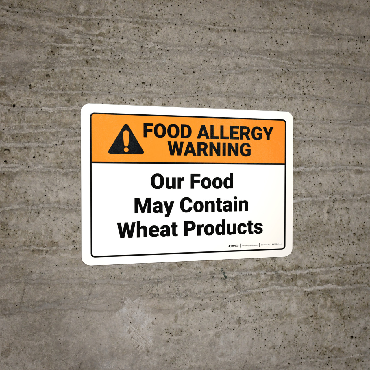 Warning: Food May Contain Wheat Products - Wall Sign