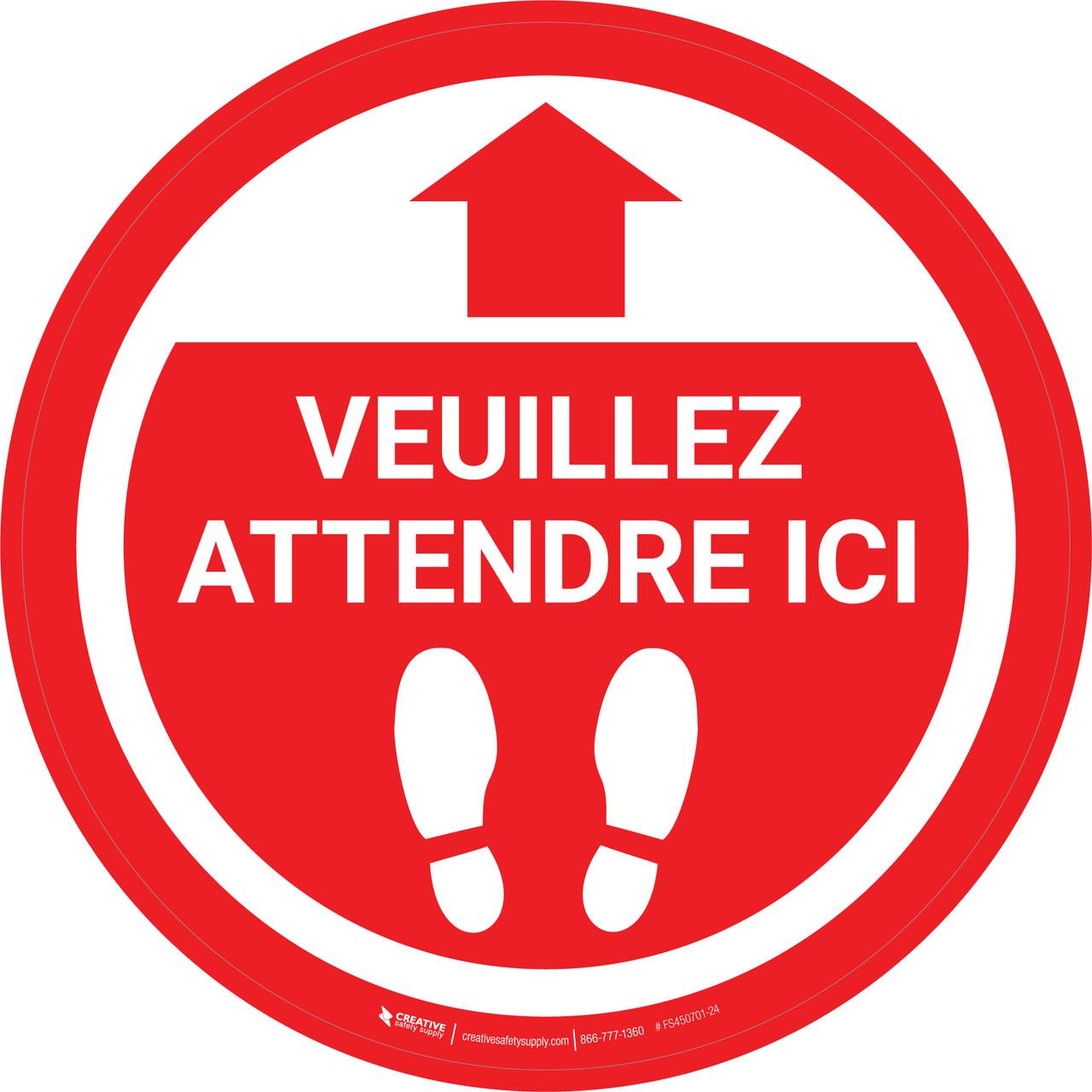 Veuillez Attendre Ici Rouge De-Chaussée Signe