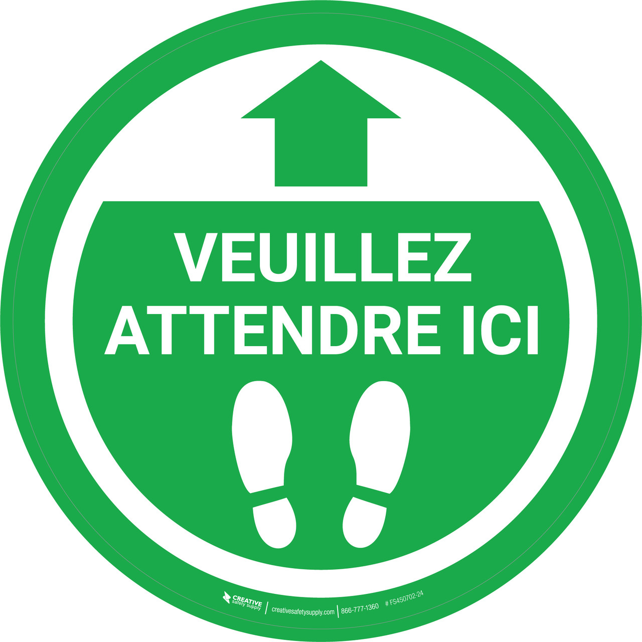Veuillez Attendre Ici Vert De-Chaussée Signe | Creative Safety Supply