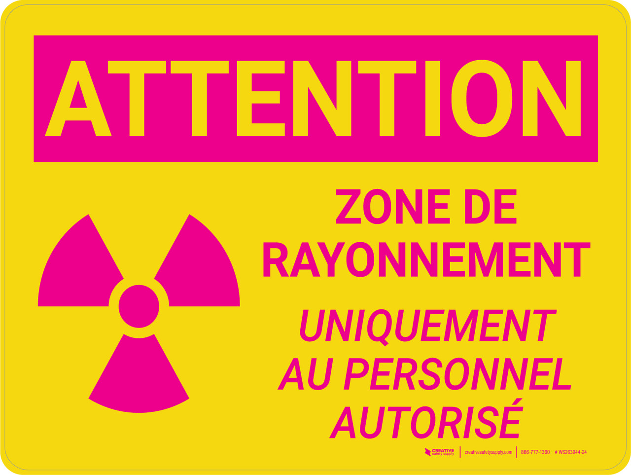 Zone De Rayonnement (Radiation Area) - French - Wall Sign