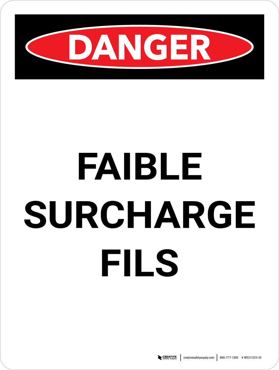 Danger: Faible Surcharge Fils (Danger: Low Overhead Wires) Portrait ...