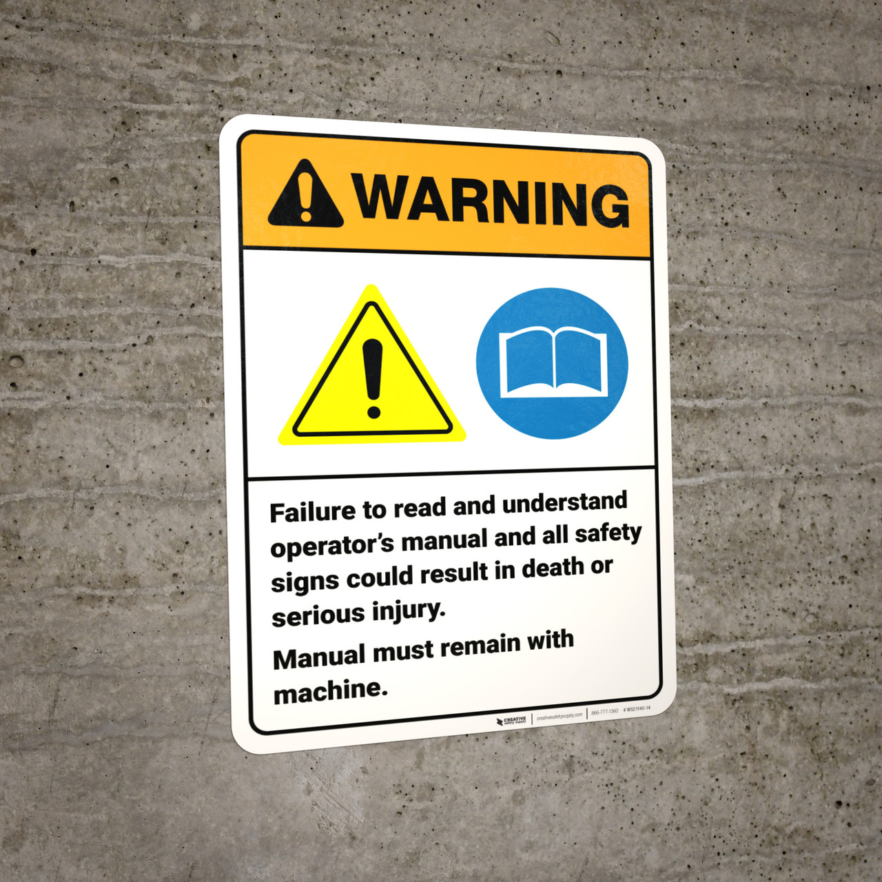 Warning: Failure To Read Operator Manual Could Result in Death ANSI ...