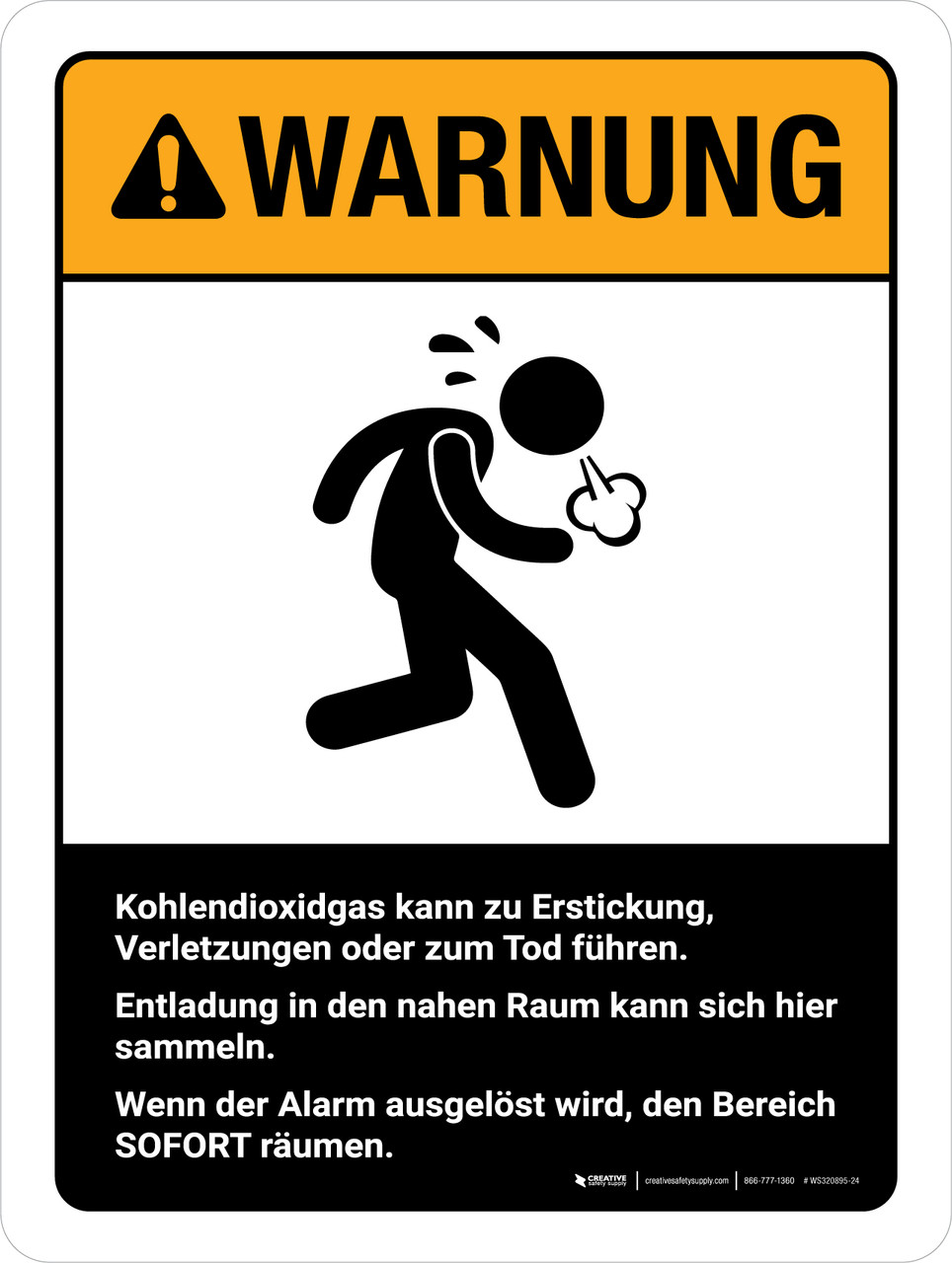 Warnung - Kohlendioxid führt zum Ersticken (Warning - Carbon Dioxide ...