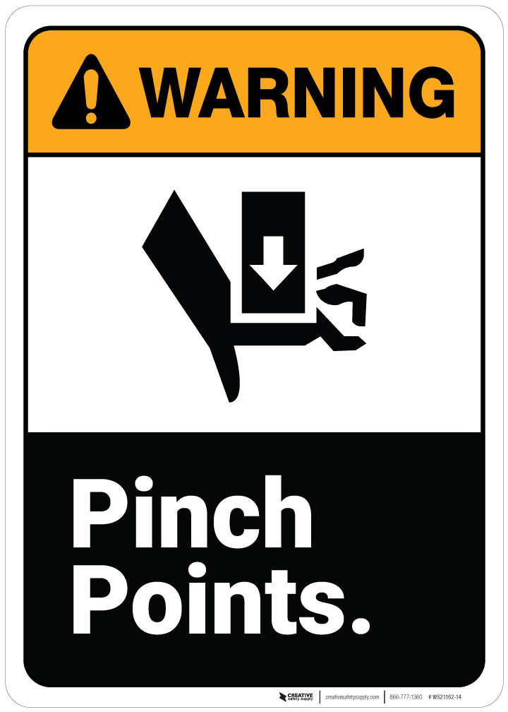 Warning: Pinch Points ANSI - Wall Sign