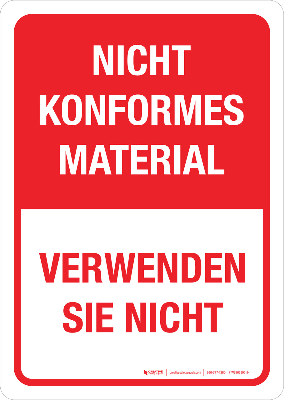 Nicht Konformes Material Verwenden Sie Nicht (Non Conforming Material ...