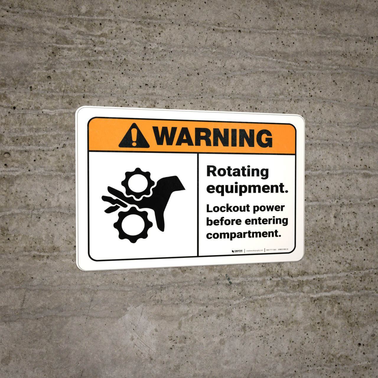 Warning: Rotating Equipment Lockout Power Before Entering ANSI - Wall ...