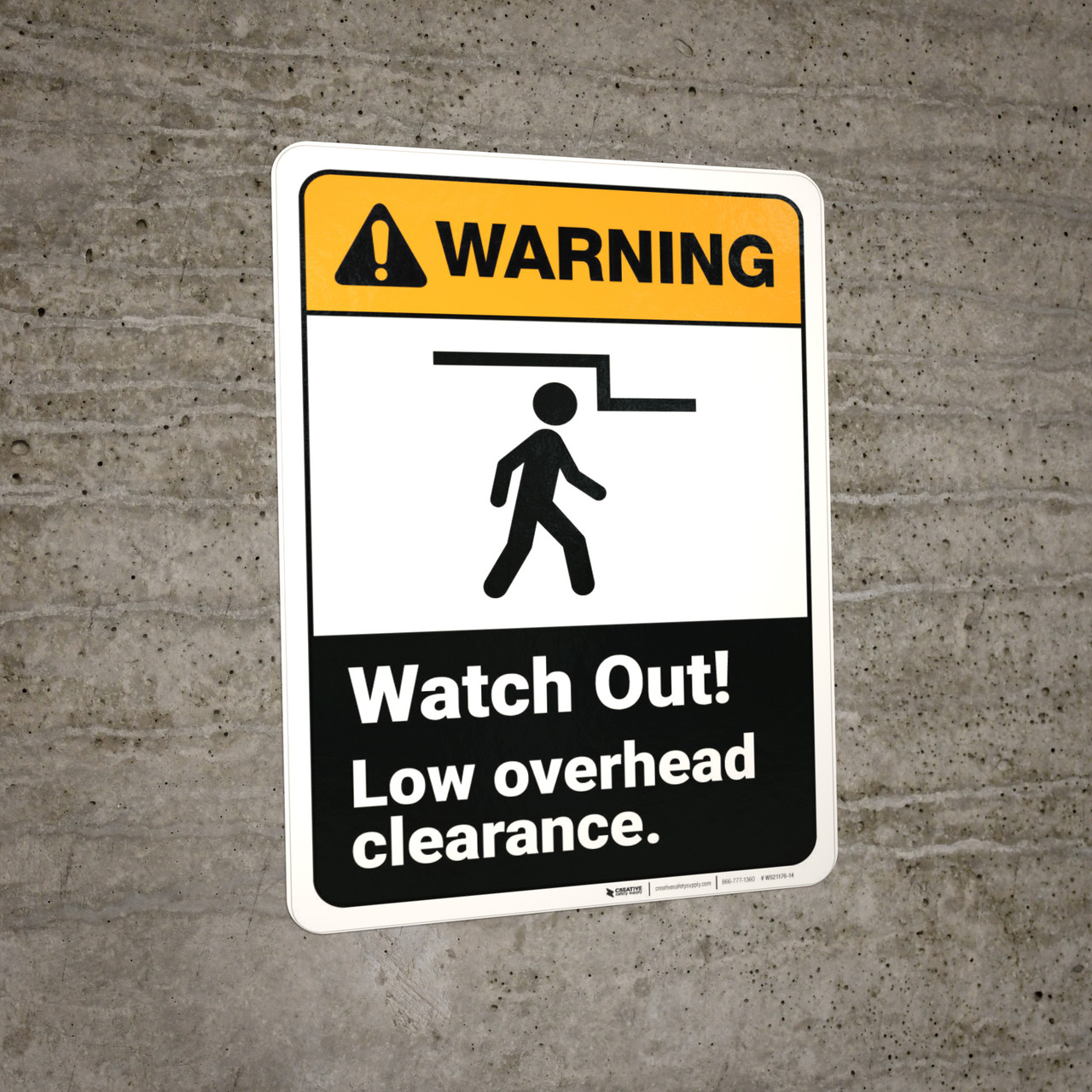 Warning: Watch Out Low Overhead Clearance ANSI - Wall Sign | Creative ...