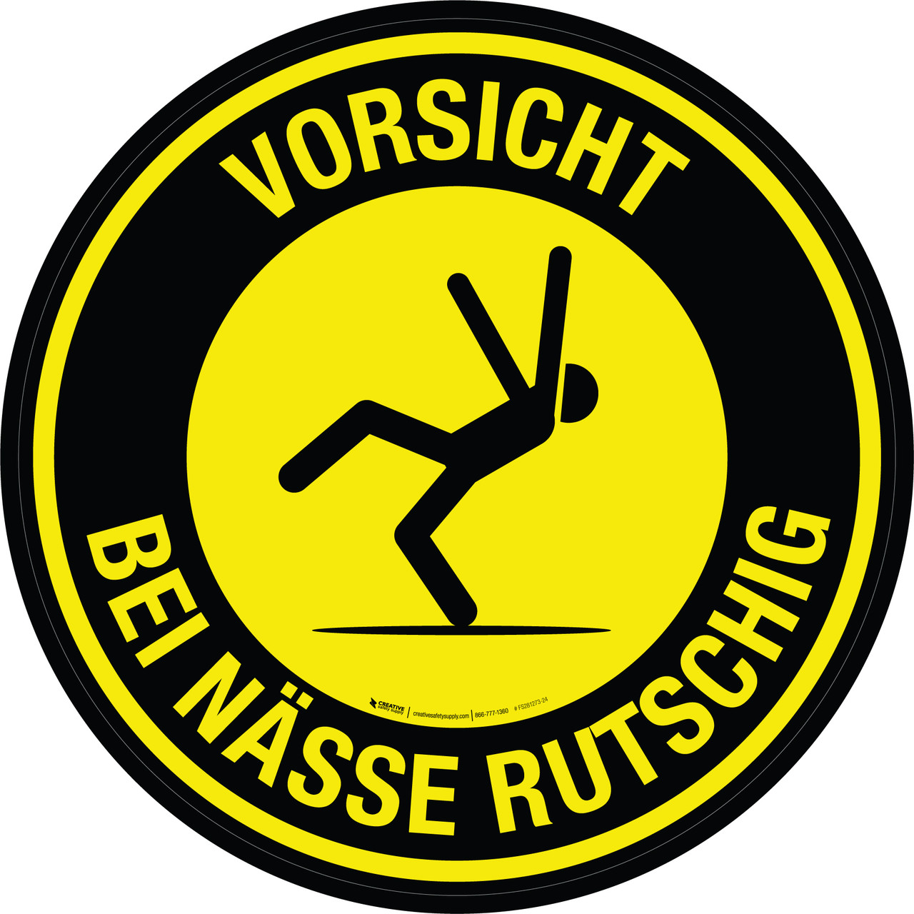 Bei Nässe rutschig (Slippery When Wet) Circular German - Floor Sign