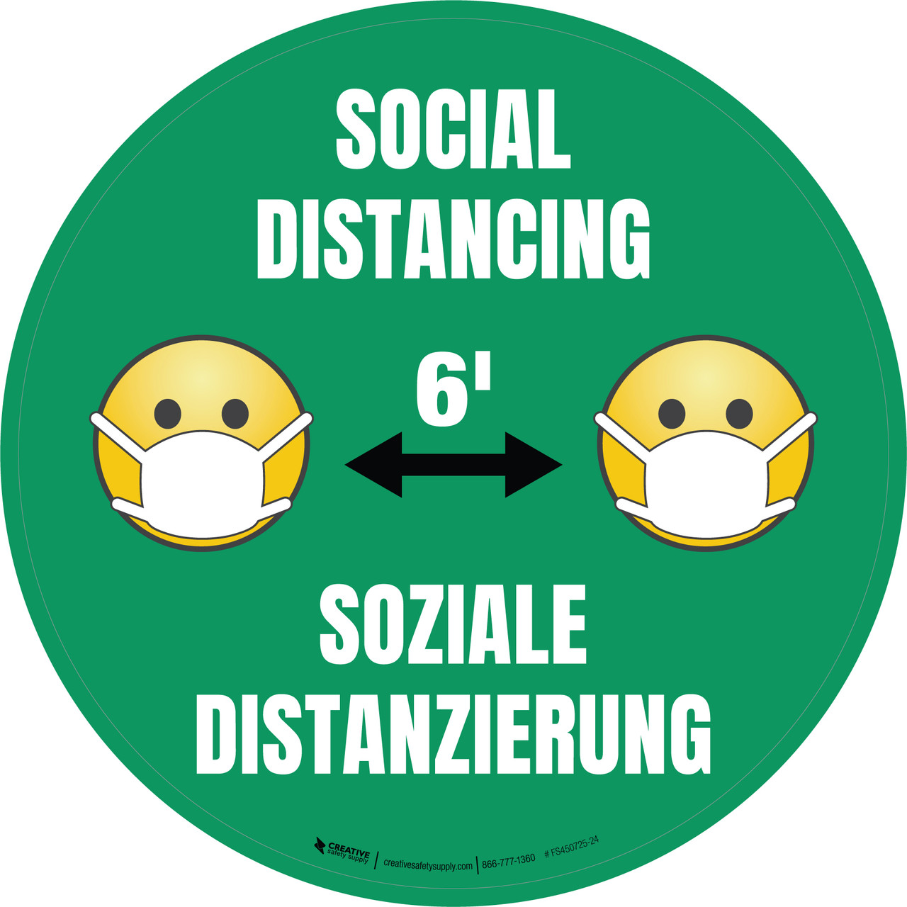 Soziale Distanzierung (Social Distancing) Green with Emoji Bilingual ...