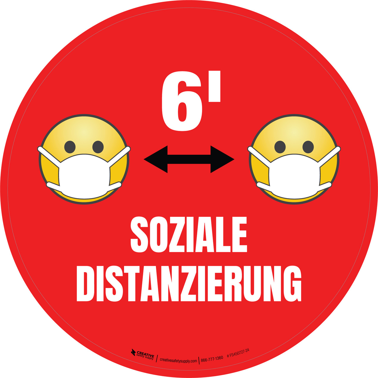 Soziale Distanzierung (Social Distancing) Red with Emoji Circular ...