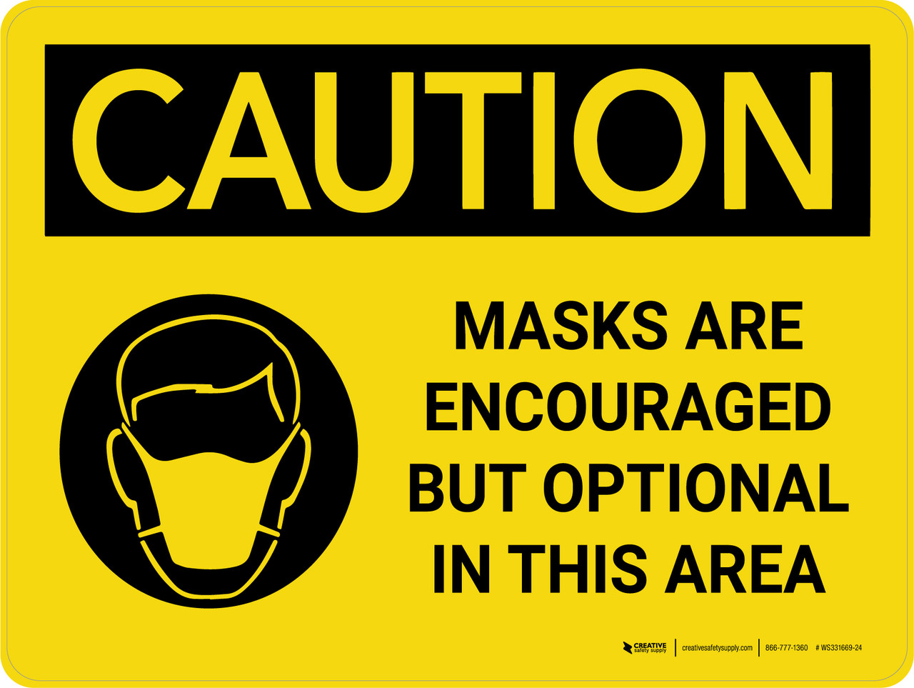Caution: Mask Encouraged In This Area Landscape - Wall Sign