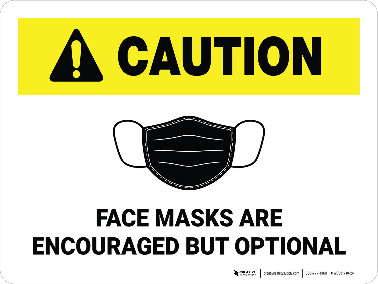 Caution: Face Mask Encouraged Landscape - Wall Sign