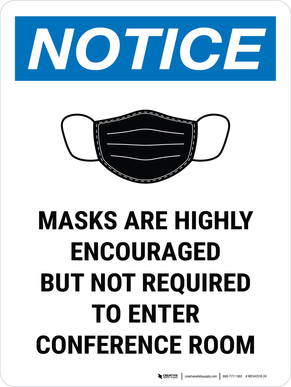 Notice: Face Mask Highly Encouraged To Enter Conference Portrait - Wall ...