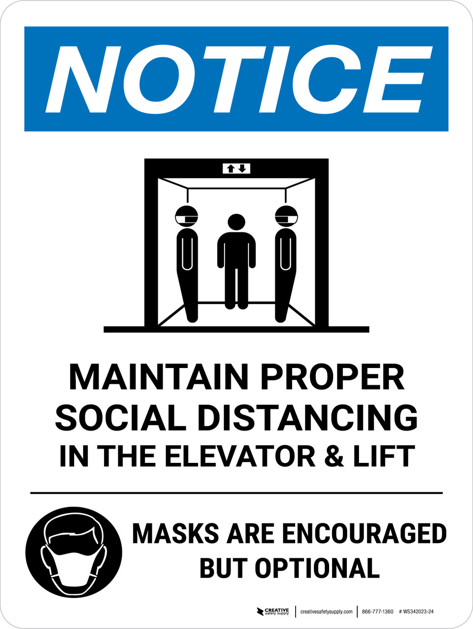 Notice: Maintain Proper Social Distancing Portrait - Wall Sign