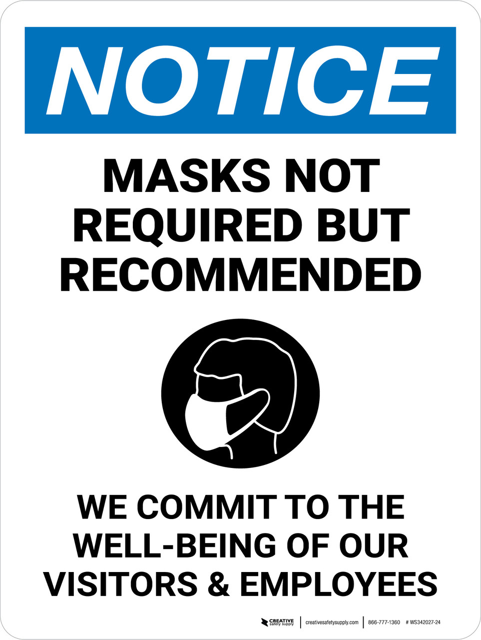 Notice: Mask Not Required Portrait - Wall Sign