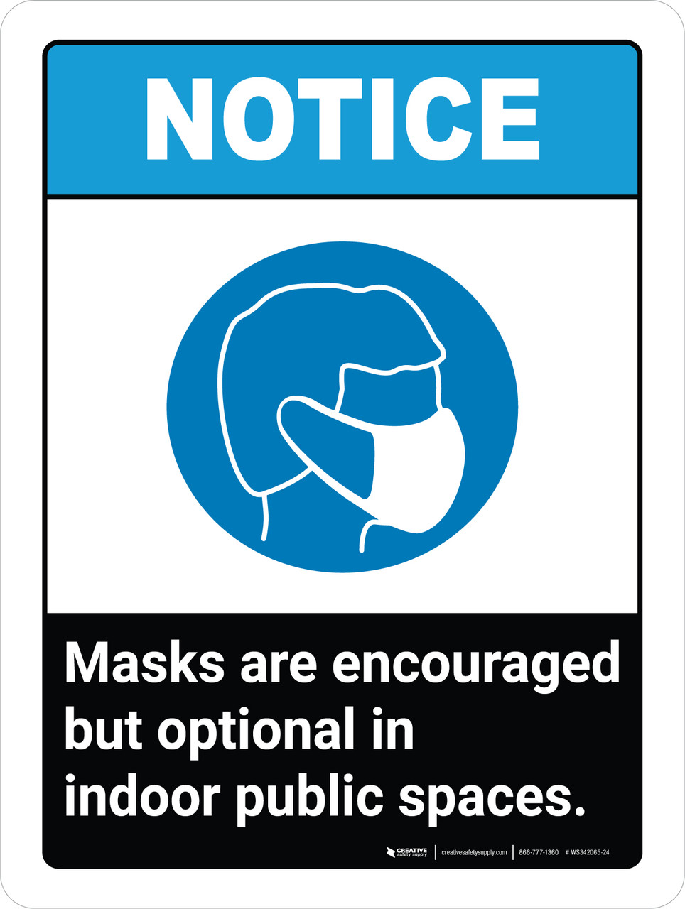 Notice: Masks Encouraged But Optional Indoor Public ANSI Portrait ...
