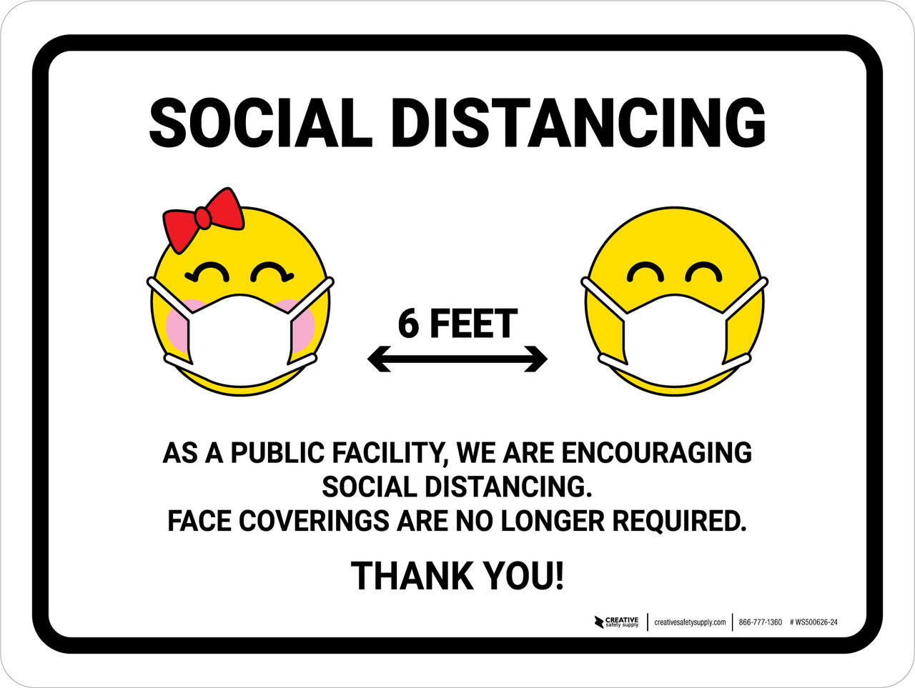 Social Distancing Public Facility With Emoji Landscape - Wall Sign ...