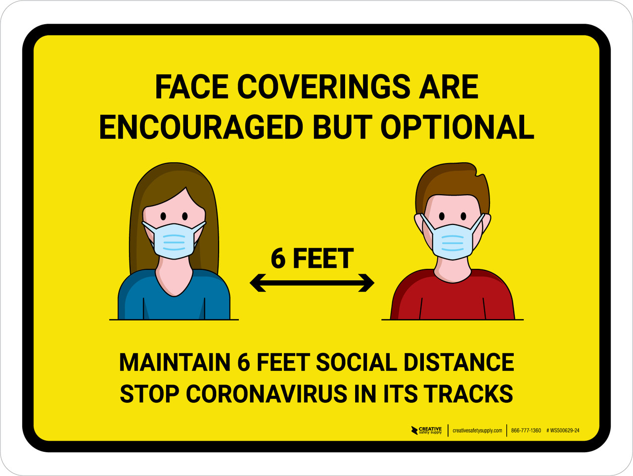 Face Coverings Are Encouraged But Optional Landscape - Wall Sign ...