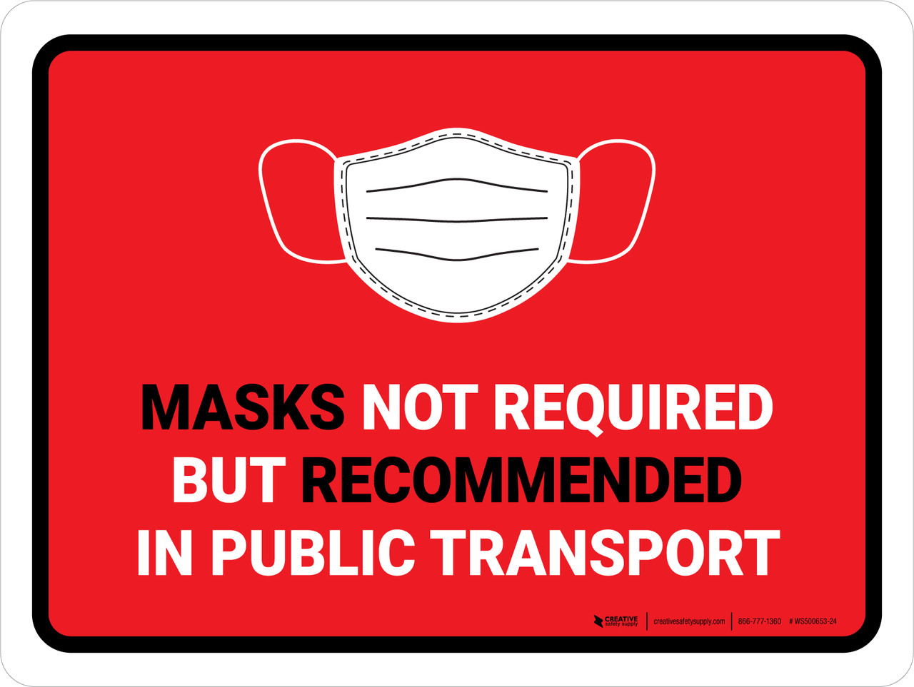 Face Masks Not Required In Public Transport Red Landscape - Wall Sign ...
