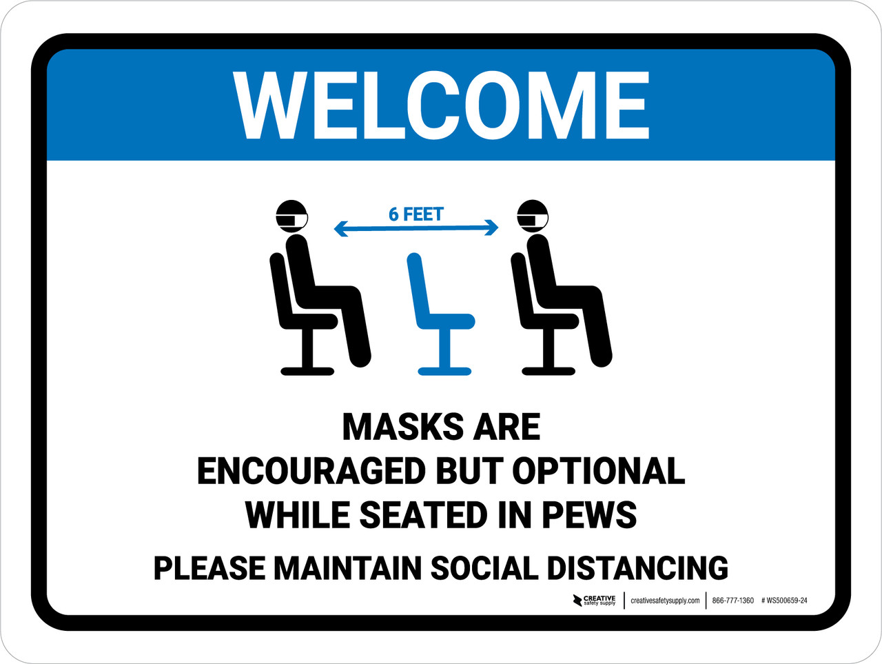 Masks Are Encouraged But Optional Pew V1 Landscape - Wall Sign ...