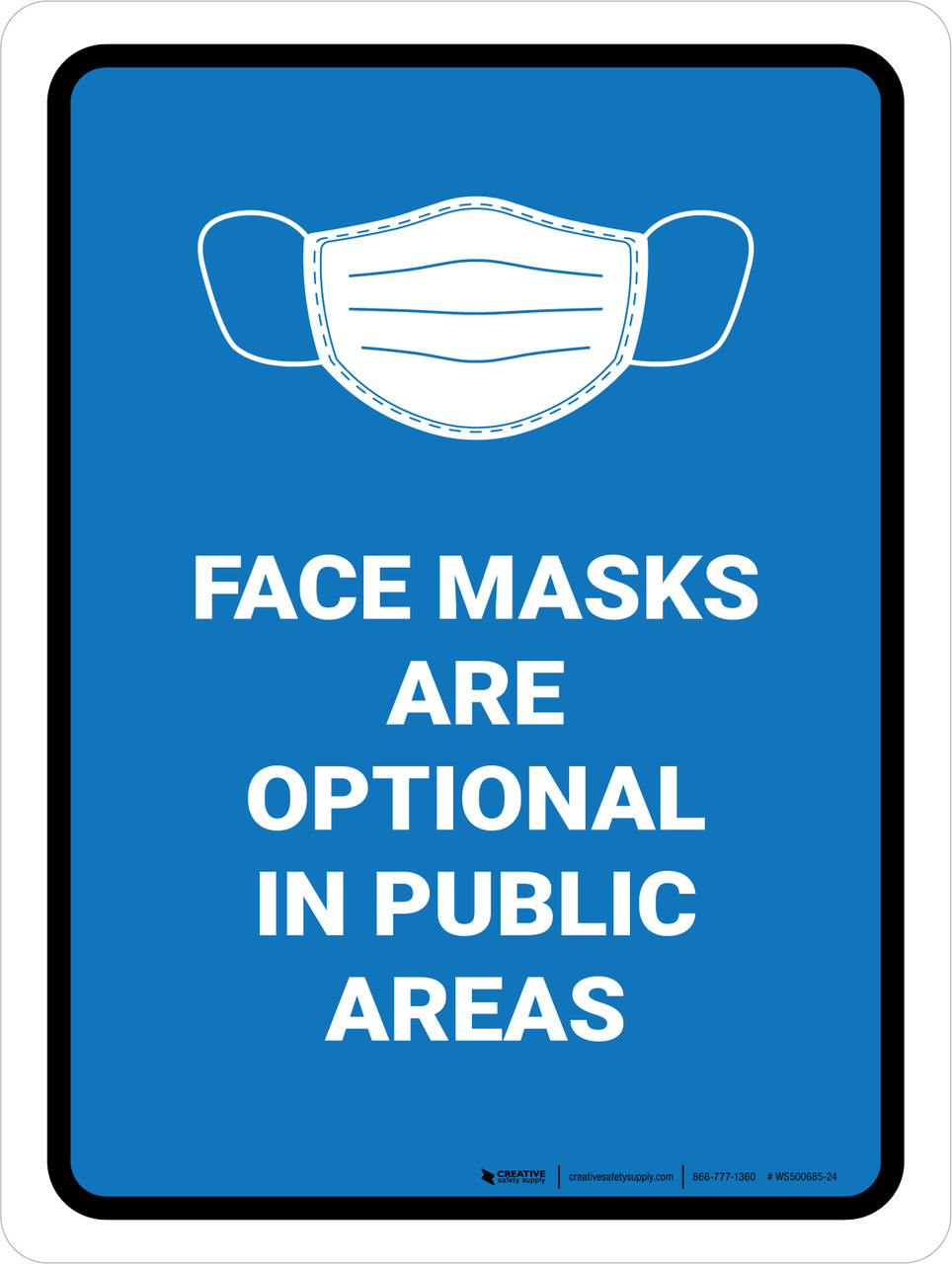 Face Mask Optional In Public Areas Portrait - Wall Sign