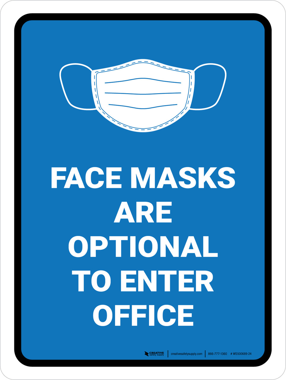 Face Mask Optional To Enter Office Portrait - Wall Sign