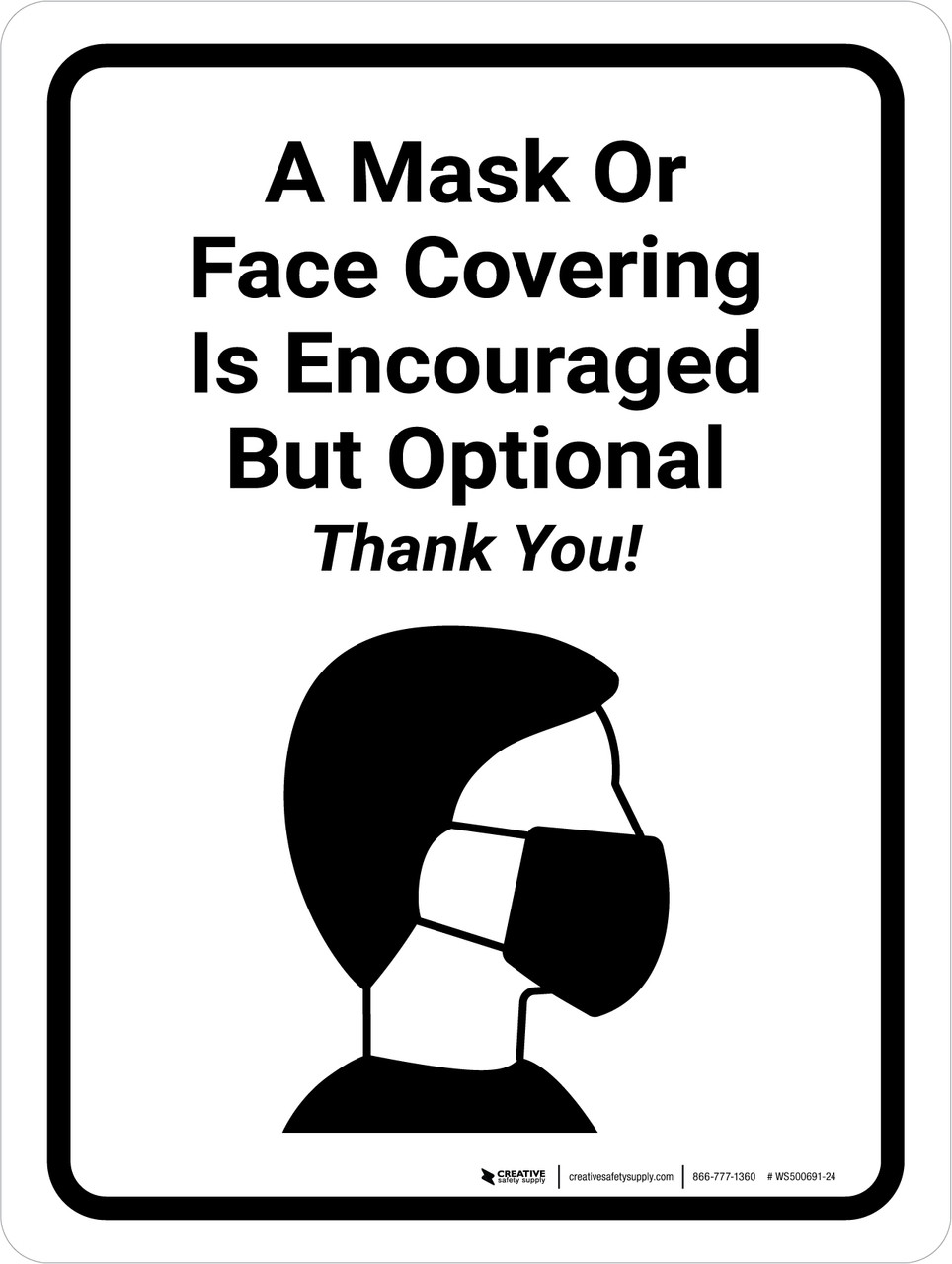 Face Masks Are Encouraged But Optional Icon Portrait - Wall Sign