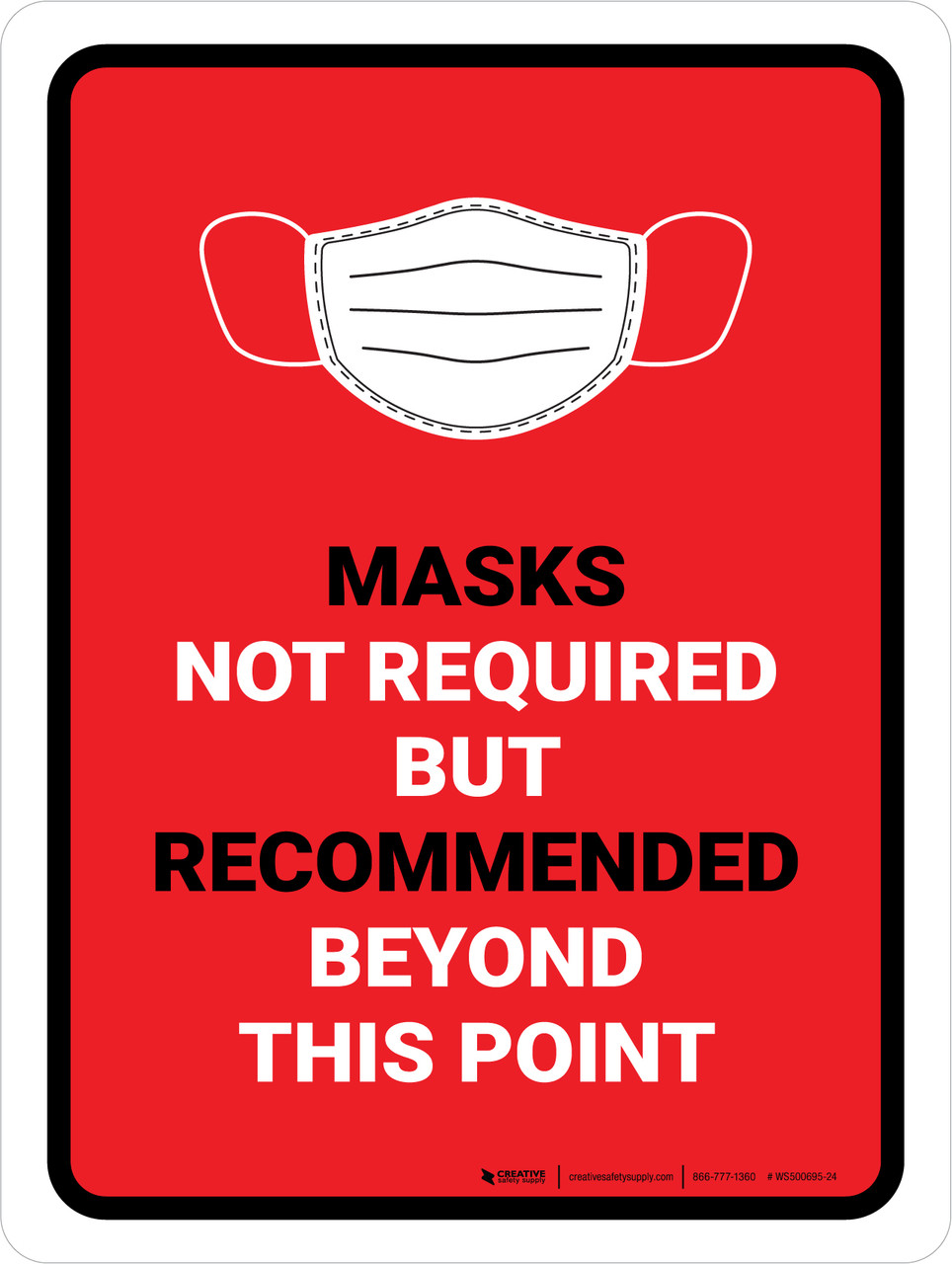 Face Masks Not Required Beyond This Point Red Portrait - Wall Sign ...