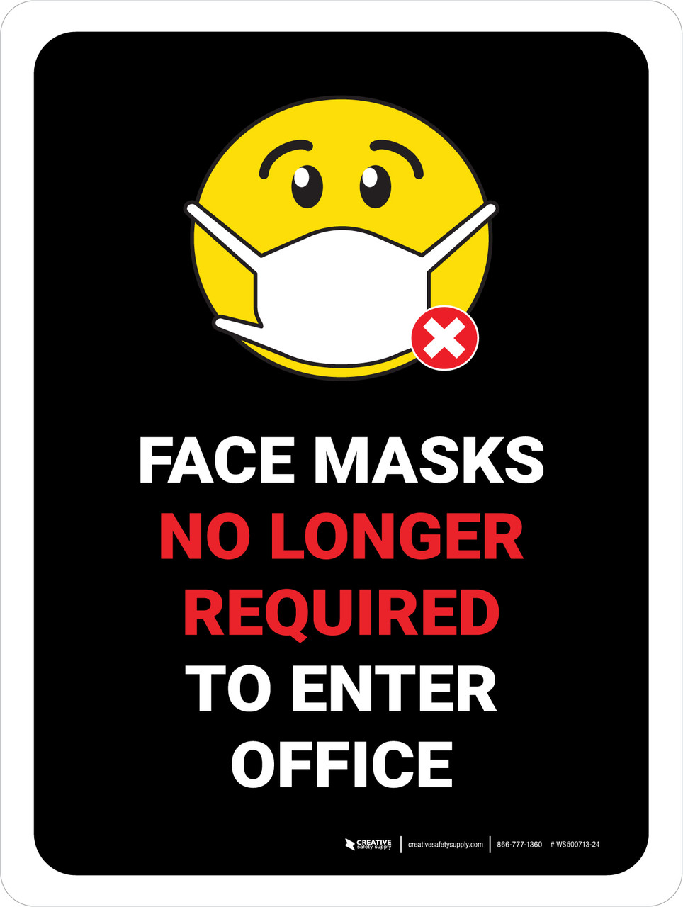 Mask No Longer Required To Enter Office Portrait - Wall Sign | Creative ...