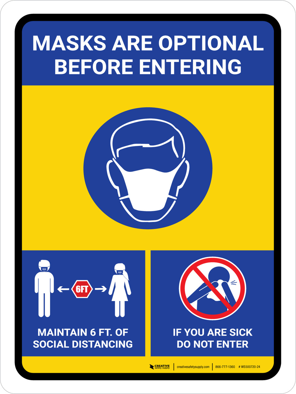 Masks Are Optional Distancing With Icon Portrait - Wall Sign | Creative ...