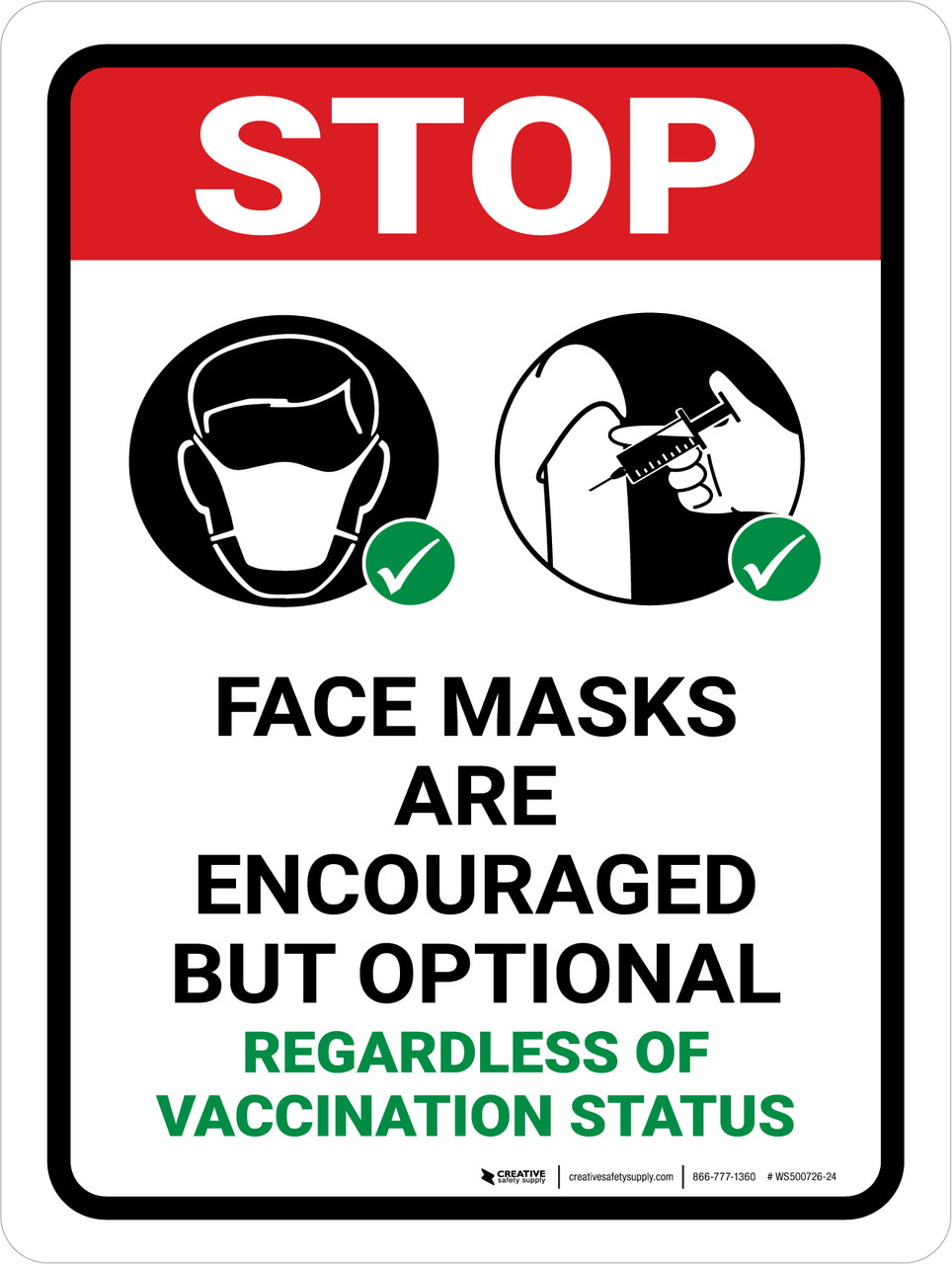 Stop Face Mask Are Encouraged But Optional Portrait - Wall Sign