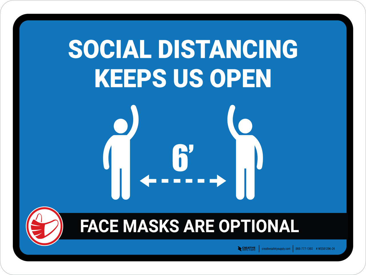 Keeps Us Open Mask Optional Landscape - Wall Sign