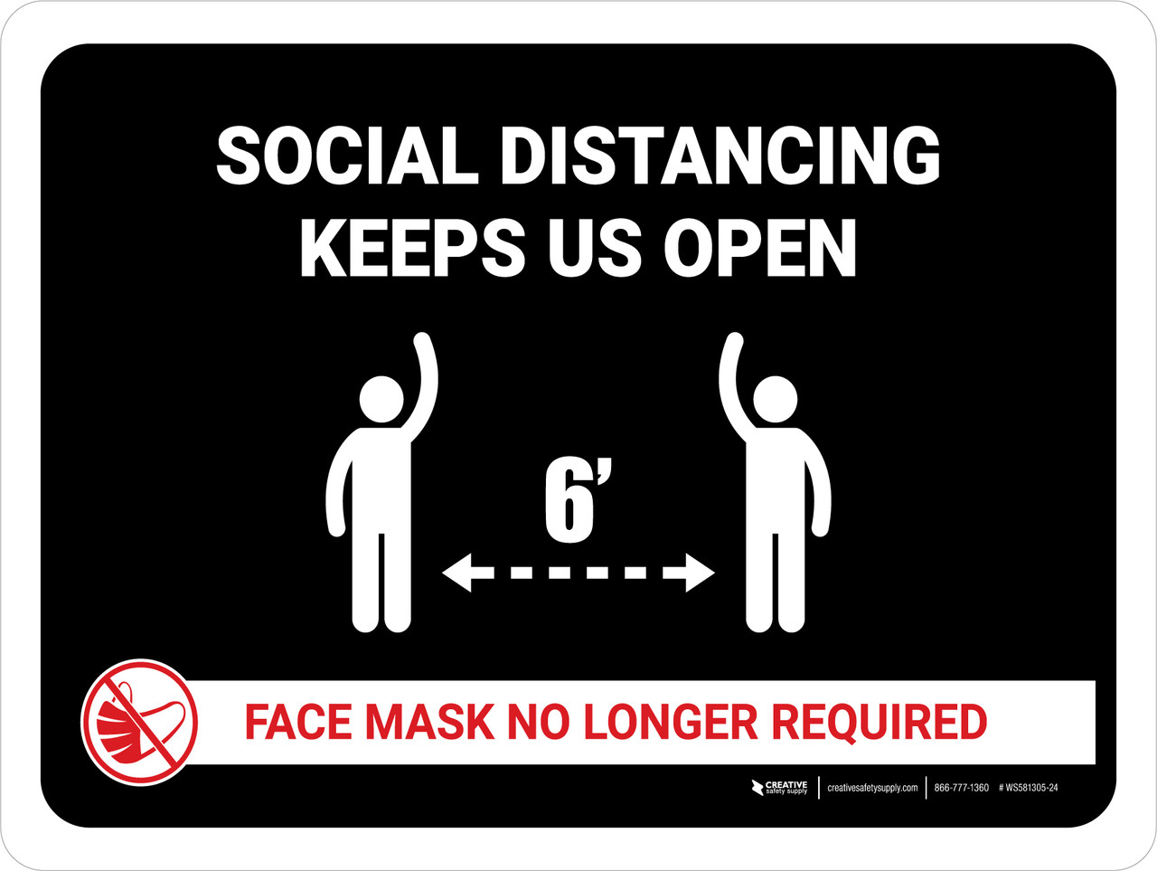 Social Distancing Keeps Us Open Mask No Longer Landscape - Wall Sign